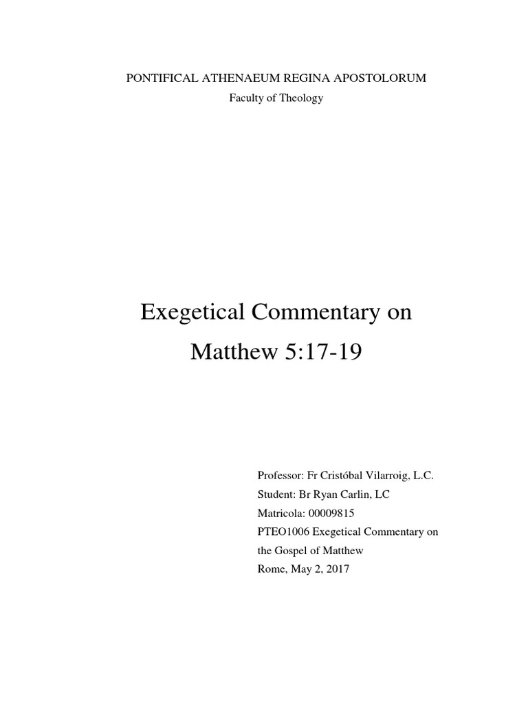 Exegetical Commentary On Matthew 5-17-19 | PDF | Gospel Of Matthew ...