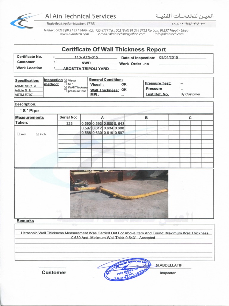 Ultrasonic Testing Report Summary | PDF