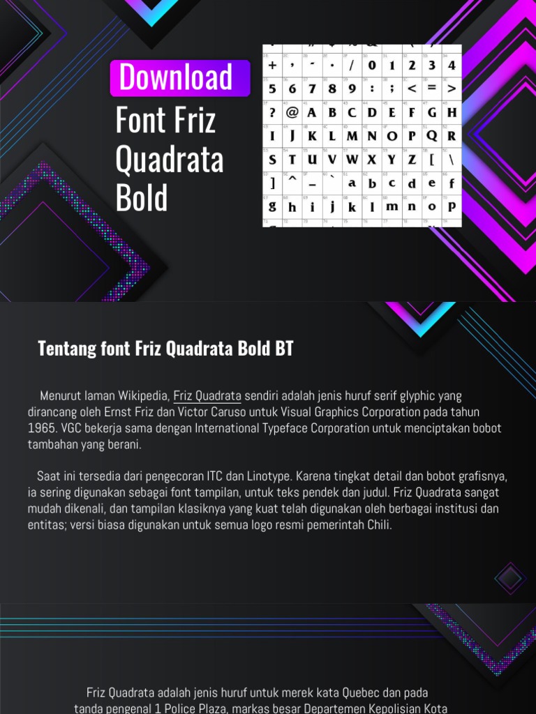 Friz Quadrata Bold: Sejarah & Penggunaan | PDF | Seni