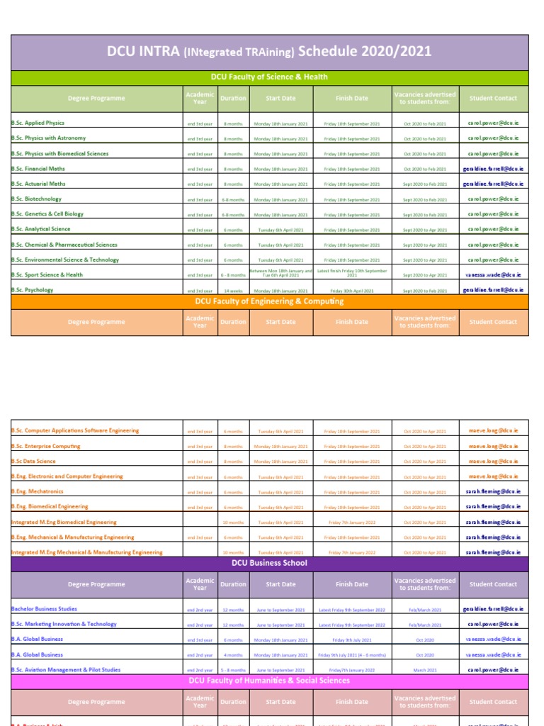 Dcu Intra Schedule 2020 2021 - 11 | PDF | Bachelor's Degree | Engineering
