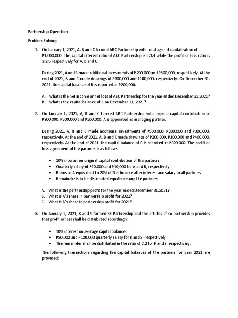 AFAR II - Partnership Operation Problem Solving | PDF | Partnership | Investing