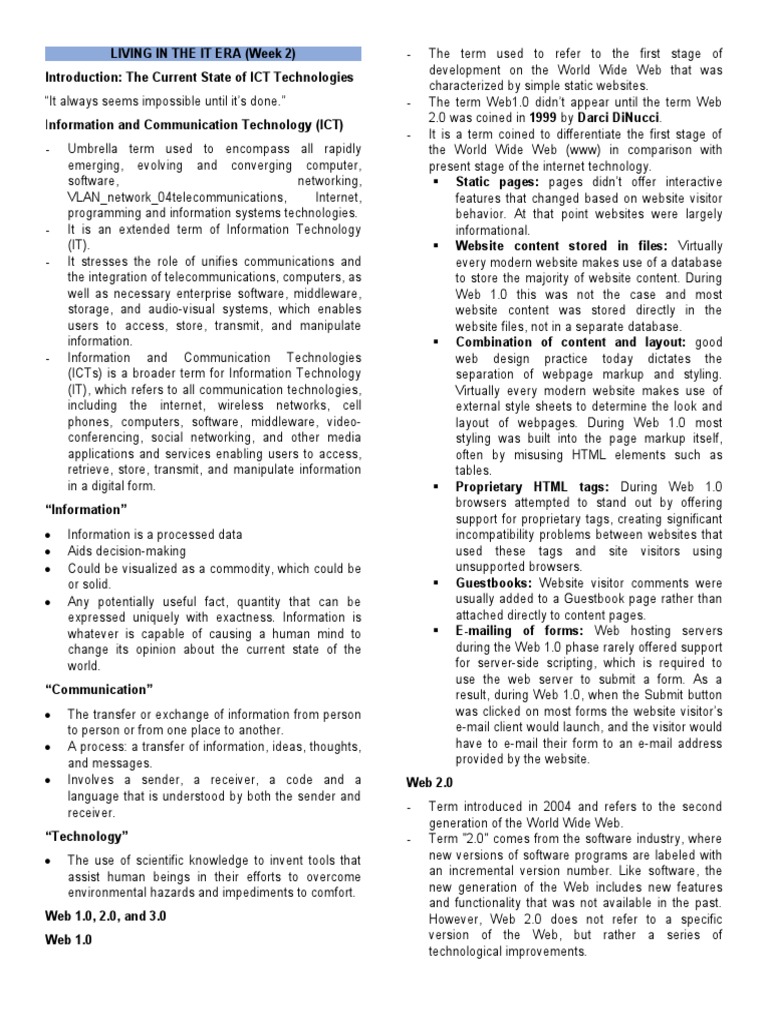 Module 1 - The Current State of Ict Technologies | PDF | Technological ...