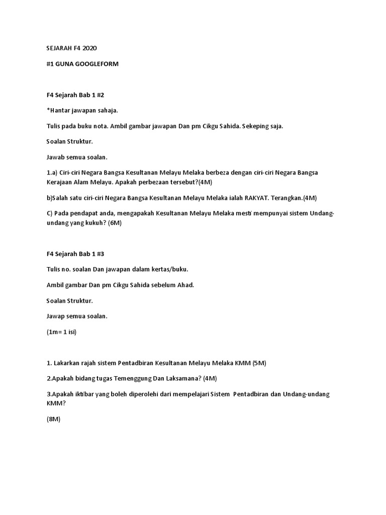 Sejarah F4 2020 | PDF