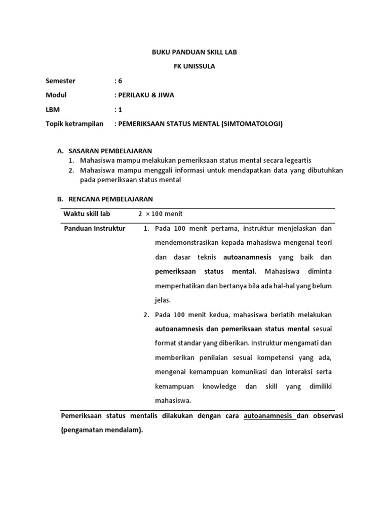 JIWA SKILL-LBM 1 PX Status Mental | PDF | Karier & Perkembangan ...