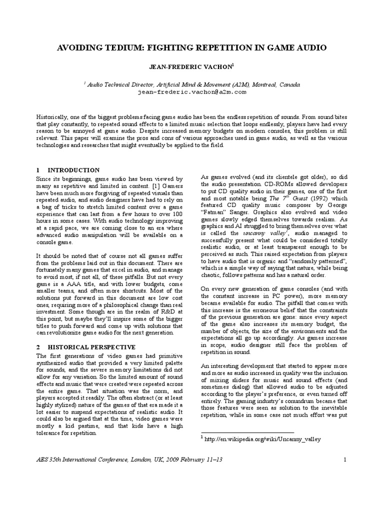 Reducing Audio Repetition in Games | PDF | Sound | Equations