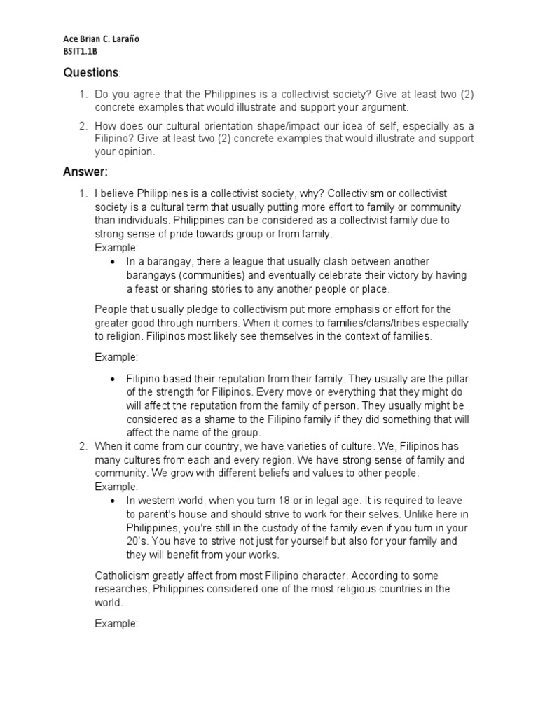 Individualistic VS Collective Self Essay | PDF | Collectivism | Social ...