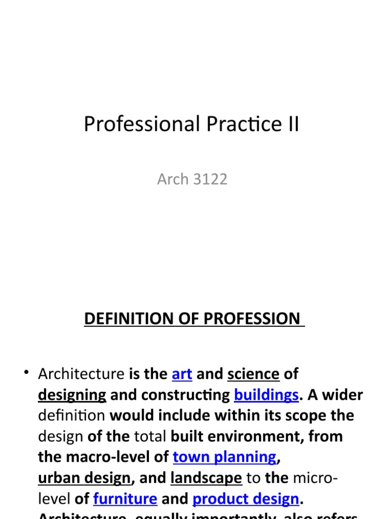 Professional Practice in Architecture II | PDF | Architect | Urban Design