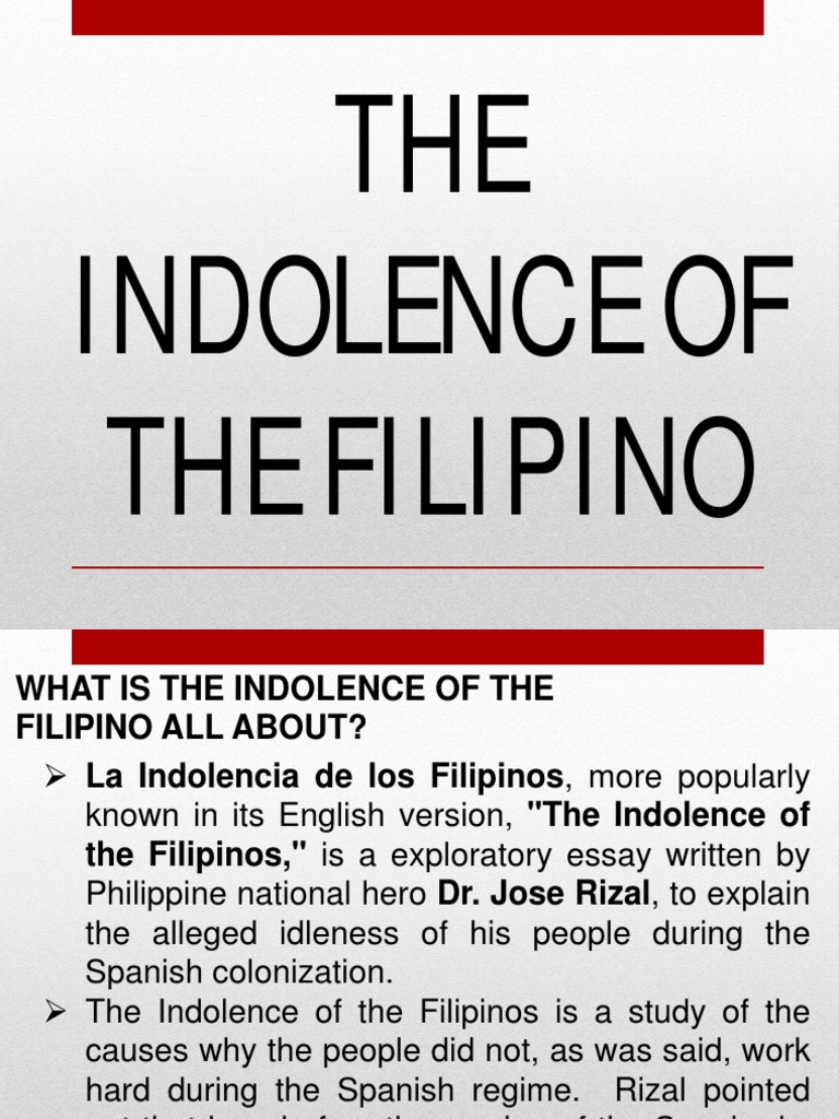 PPT - Indolence of The Filipino PDF | PDF
