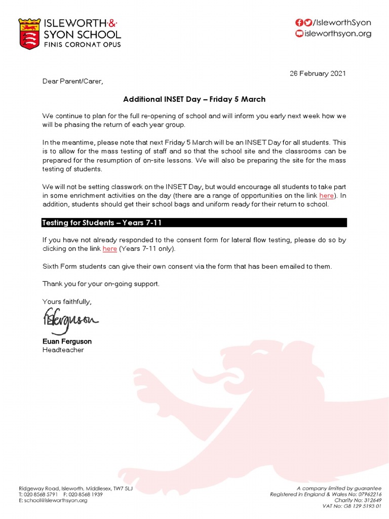 2021-02-26 Additional INSET Day | PDF