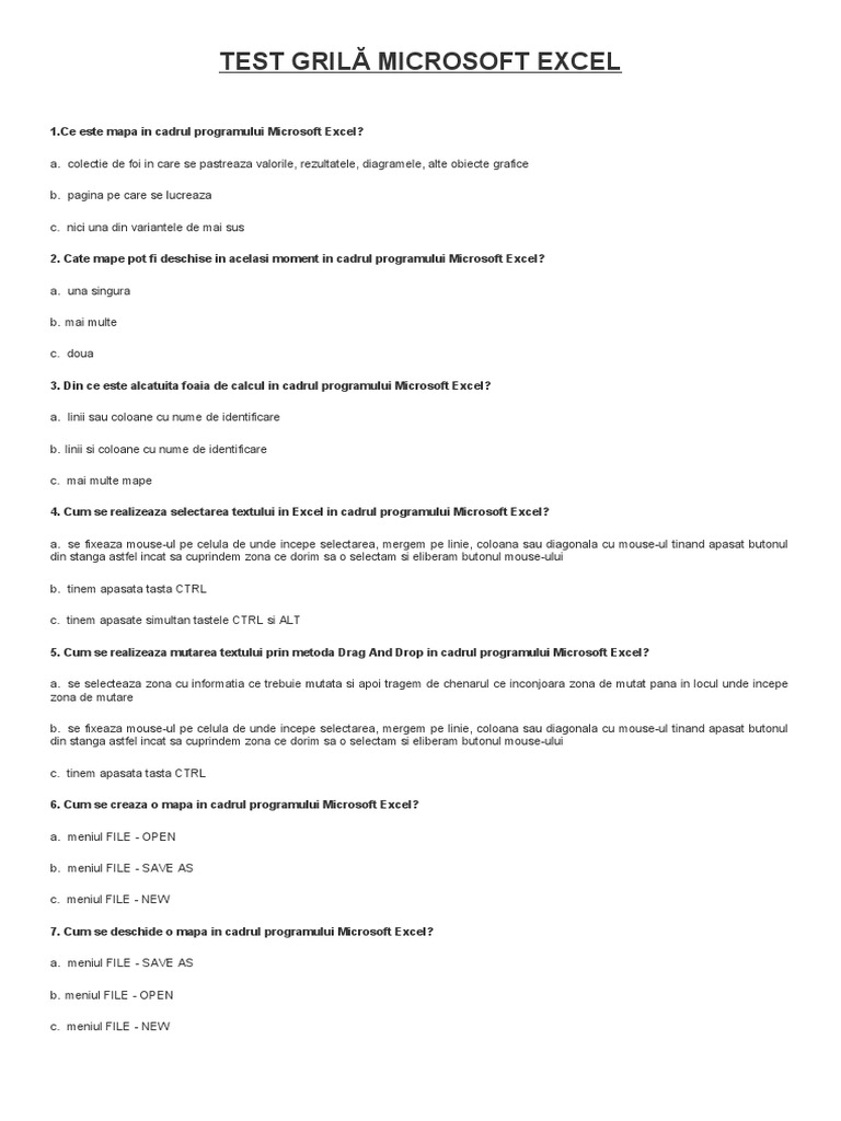 Pdfslide - Tips - Test Grila Excel | PDF