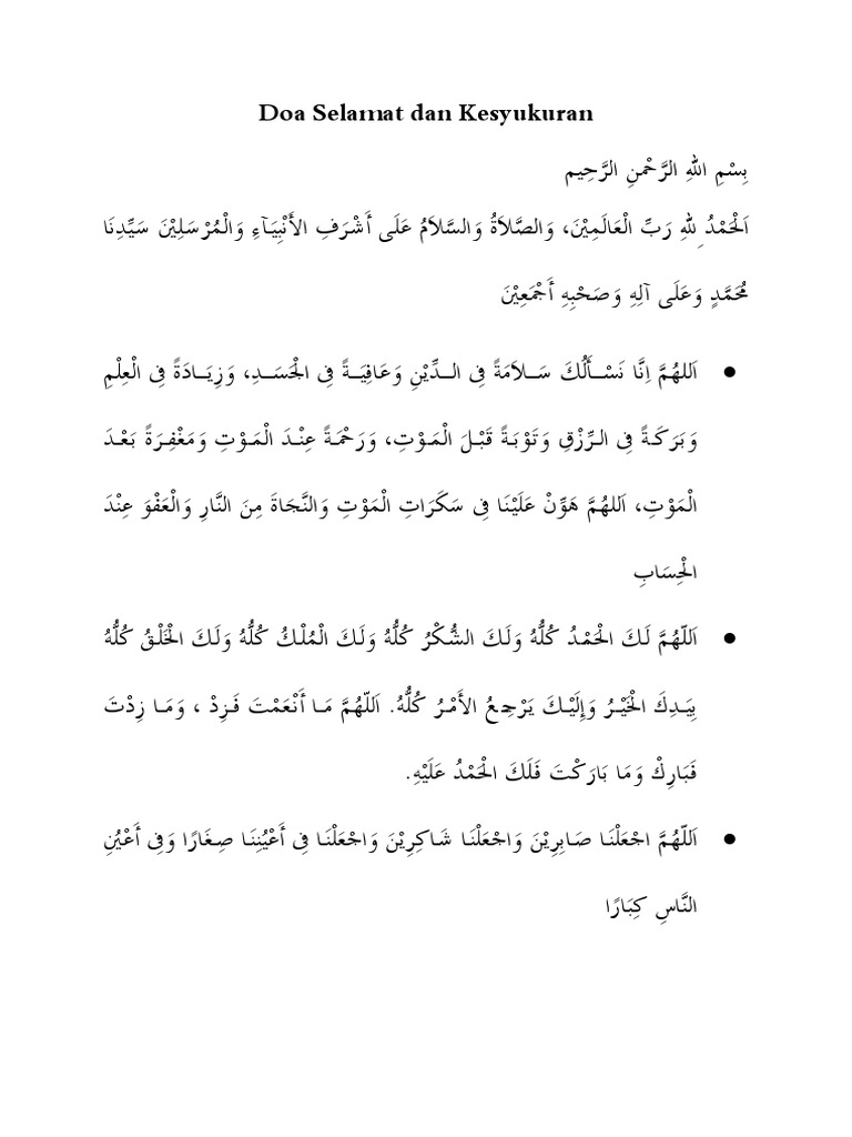 Doa Selamat Dan Kesyukuran | PDF