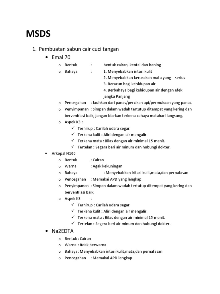 Panduan MSDS Sabun & Biodiesel | PDF | Kesehatan Holistik | Sains ...