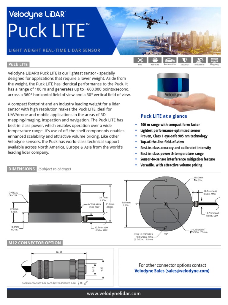 Puck LITE: Light Weight Real-Time Lidar Sensor | PDF | Lidar | Equipment