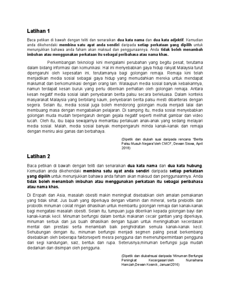 Latihan Morfologi KSSM Soalan 1 Kertas 2 | PDF