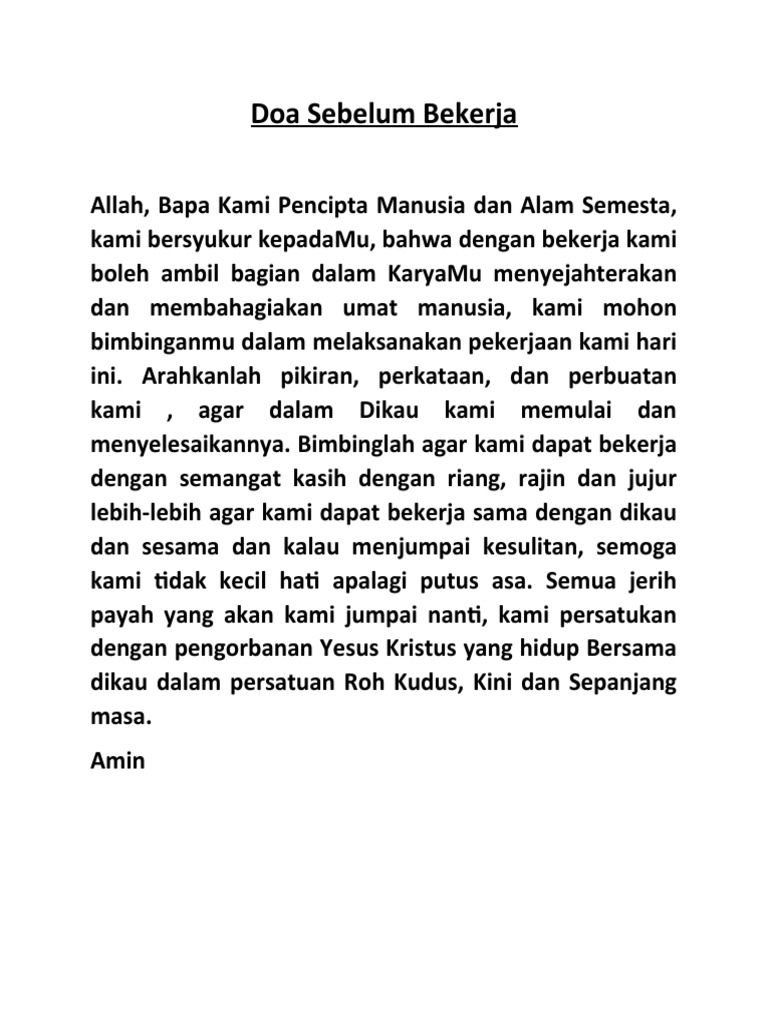 Doa Sebelum Bekerja | PDF