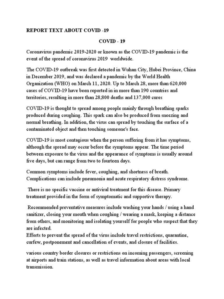 Report Text About Covid 19 | PDF | Respiratory Diseases | Virology