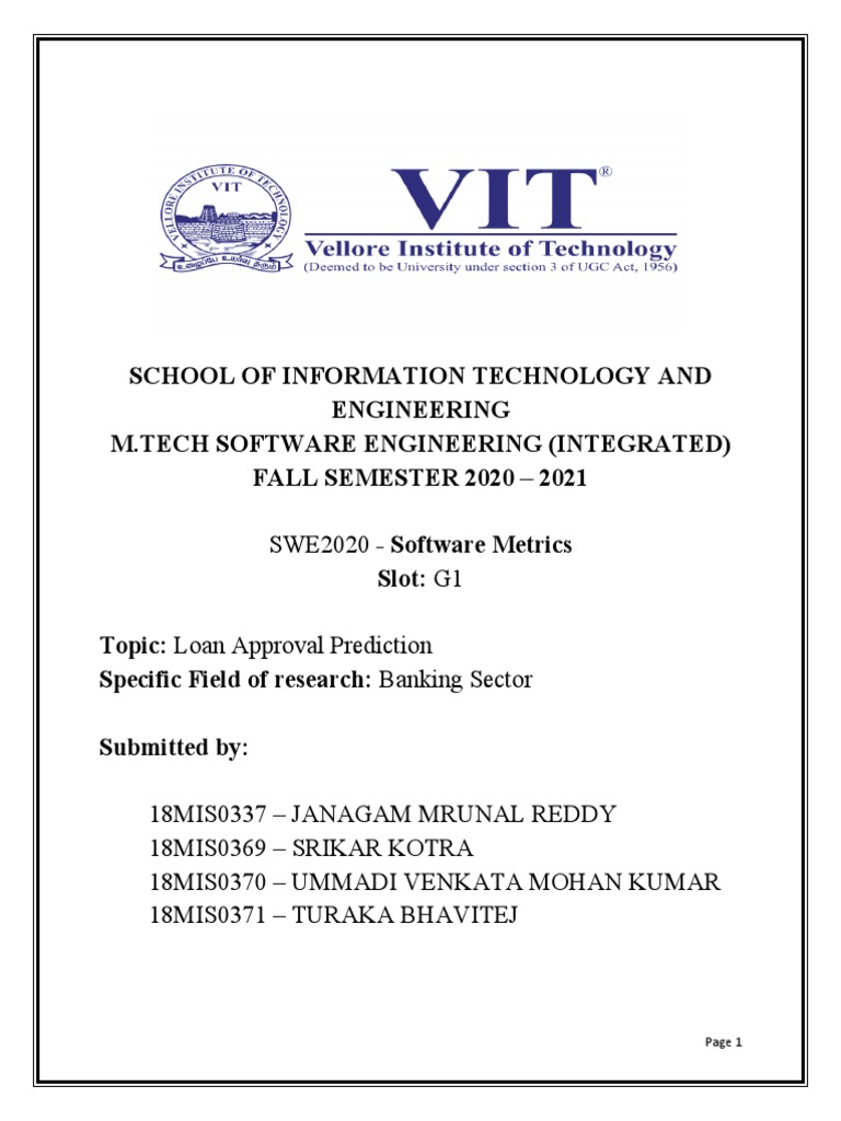School of Information Technology and Engineering M.Tech Software ...