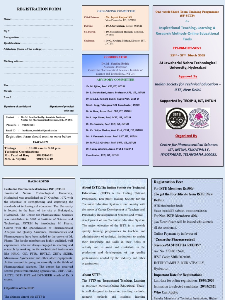 Registration Form: Inspirational Teaching, Learning & Research Methods ...