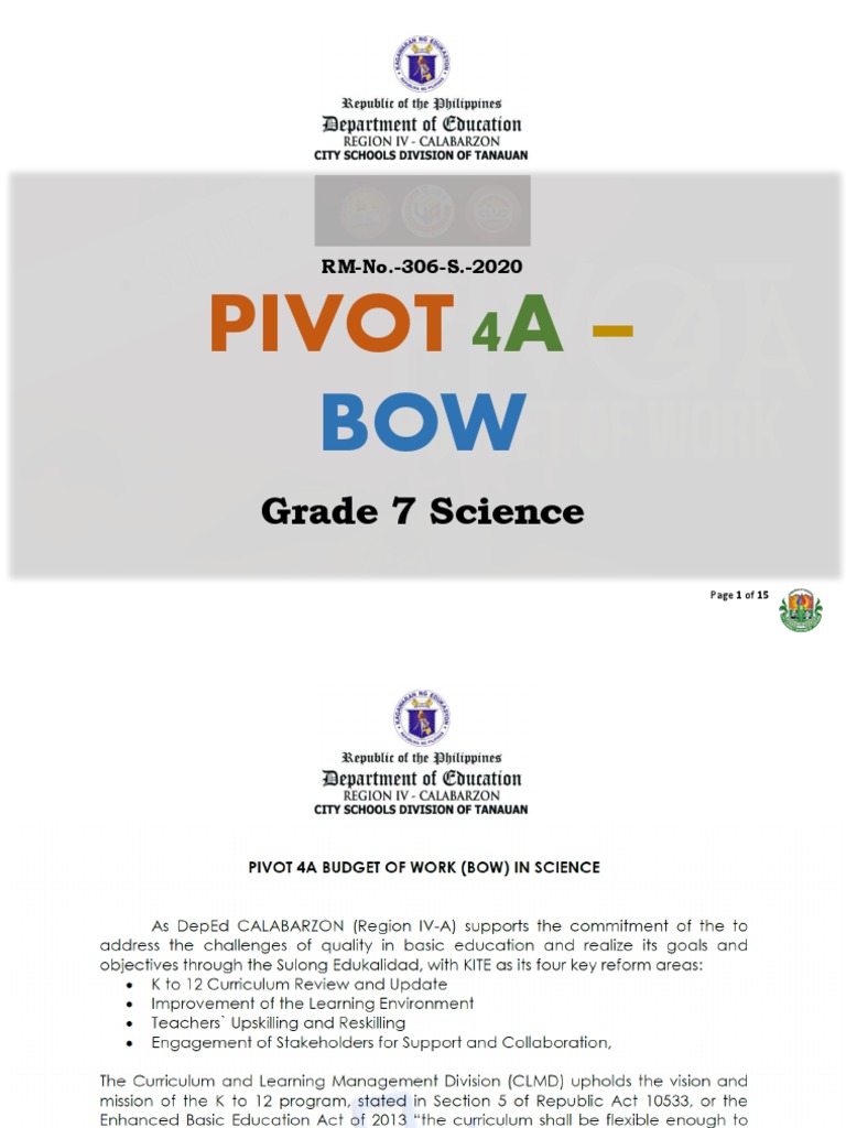 Grade 7 Science Pivot 4a Bow | PDF