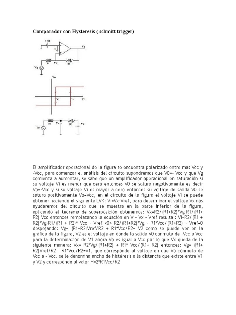 Comparador con Histeresis y Schmitt Trigger | PDF | Estándares ...