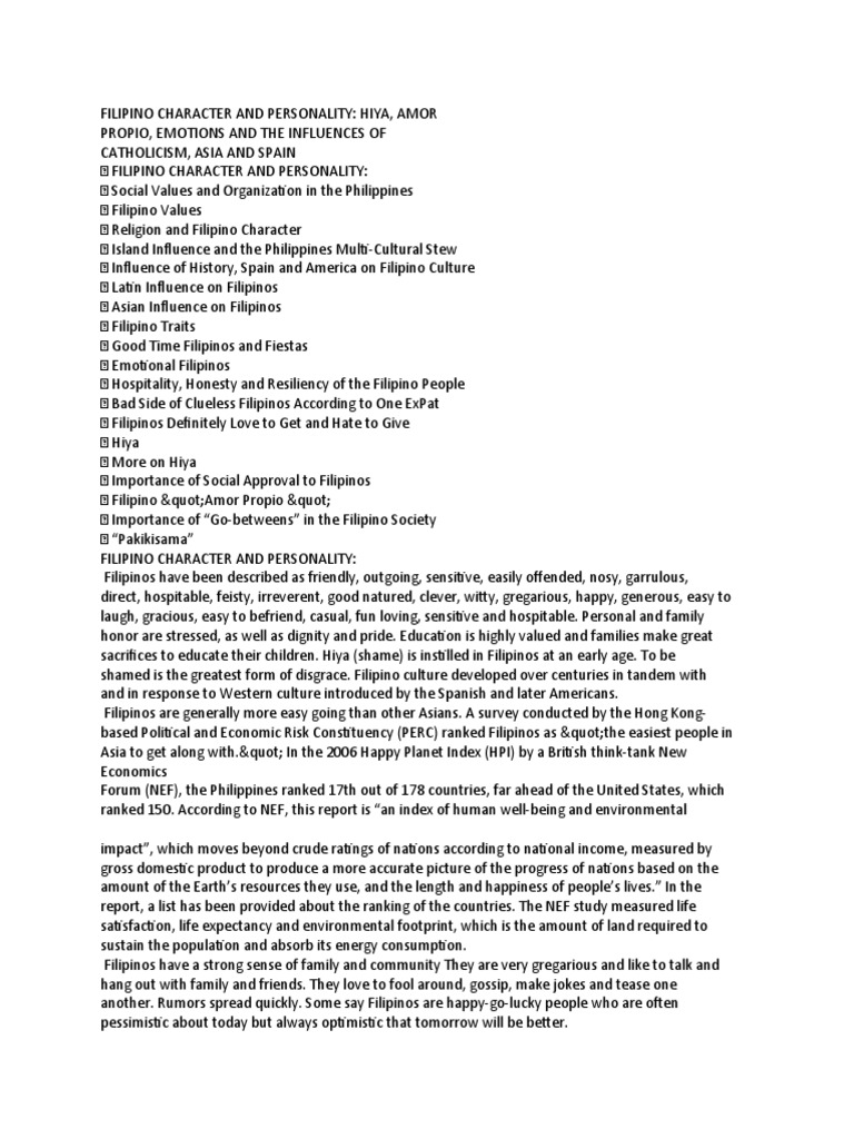 Filipino Character and Personality | PDF | Philippines | Mindanao