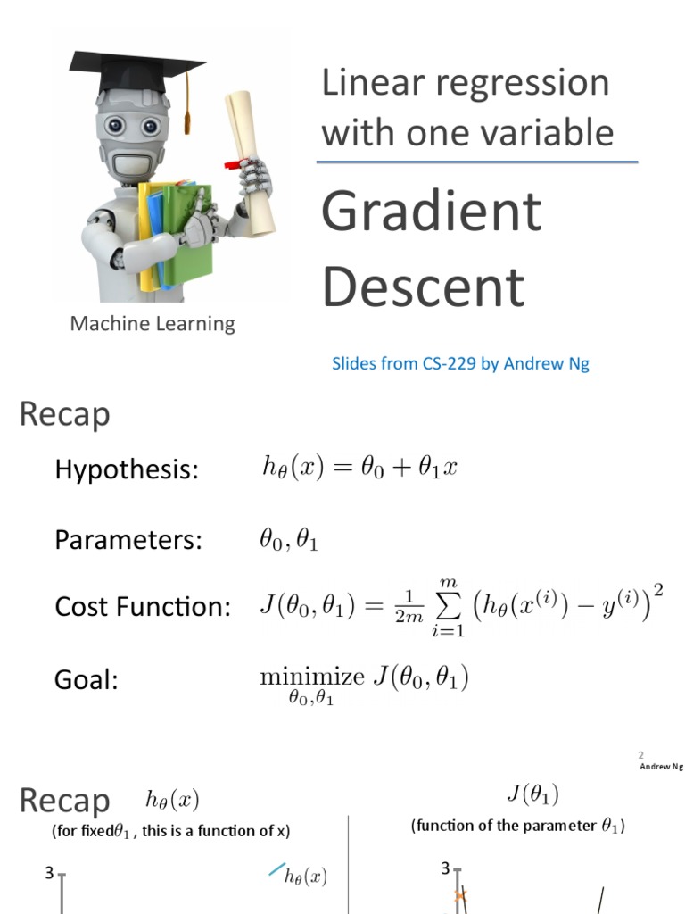 Linear Regression With One Variable Gradient Descent Pdf Algorithms Statistics