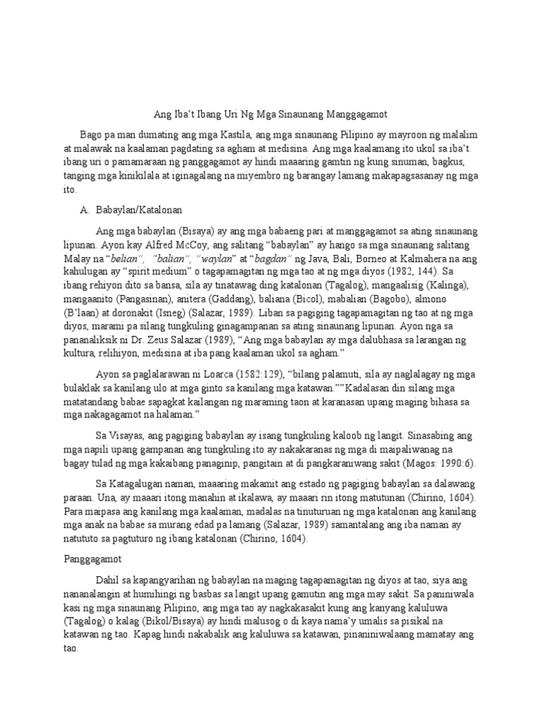 Ang Iba't Ibang Uri NG Mga Sinaunang Manggagamot | PDF