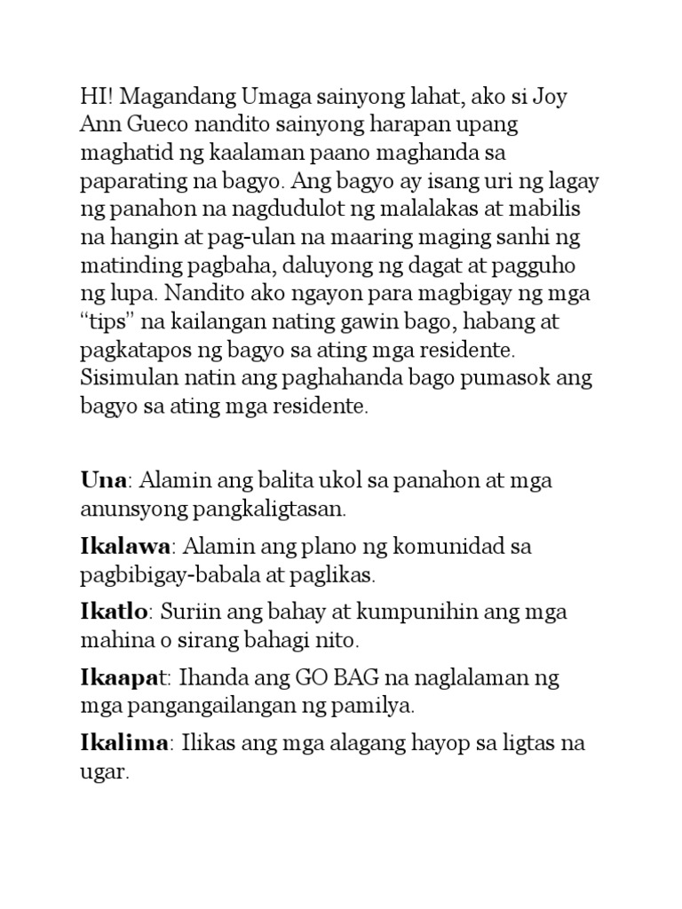 Iskrip Sa Bagyo (AP) | PDF