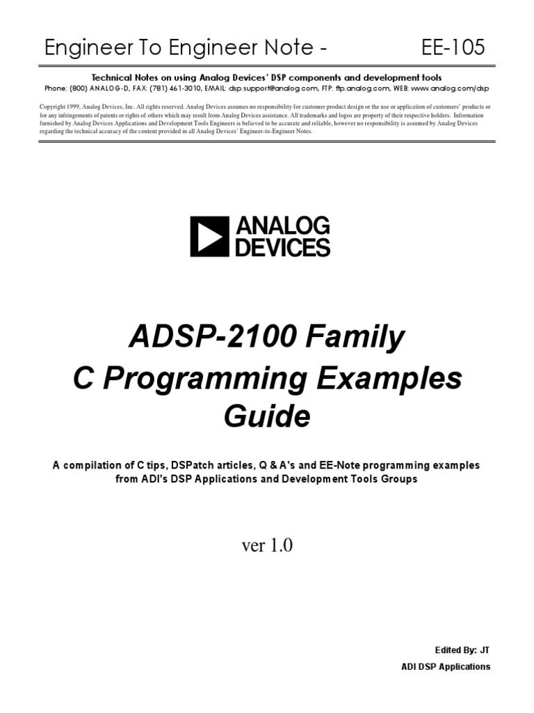 Ee - 105 - ADSP-2100 Family C Programming Examples Guide (En) | PDF ...