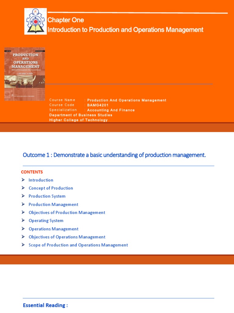 Introduction to Production Management | PDF | Operations Management | Goal
