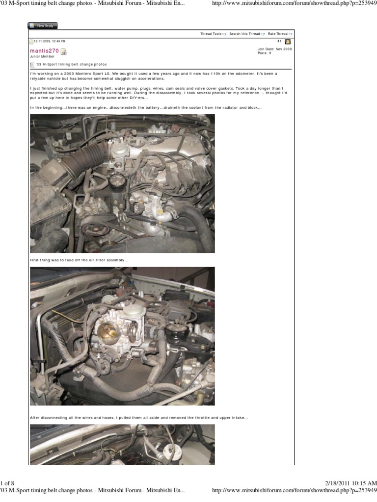 Montero Sport Timing Belt Change Guide | PDF | Engine Technology | Machines