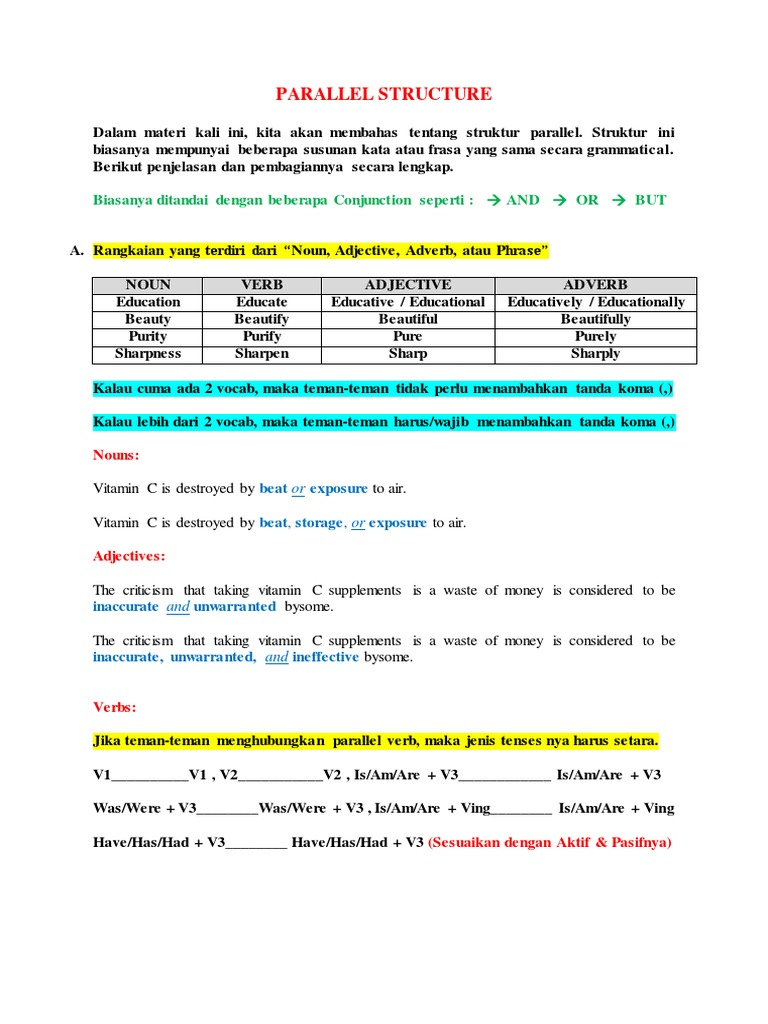 Parallel Structure 1 | PDF | Preposition And Postposition | Verb