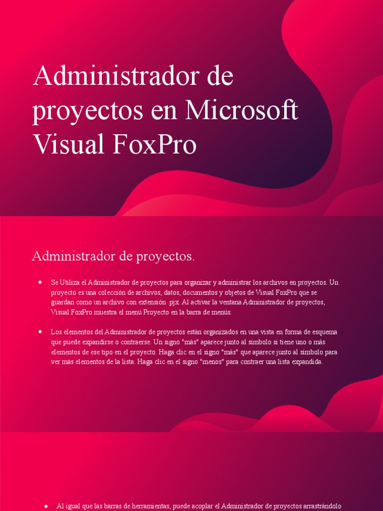 Administrador de Proyectos Microsoft Visual FoxPro | PDF | Menú (Computación) | Archivo de ...