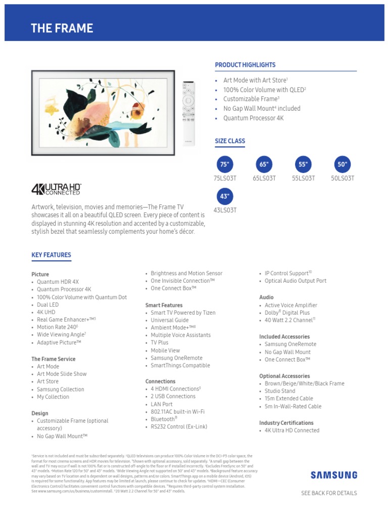 Spec Sheet | PDF | Hdmi | Television