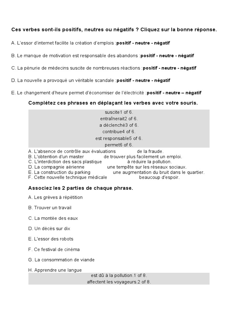 Ces Verbes Sont | PDF | Jeux et activités | Sciences et mathématiques