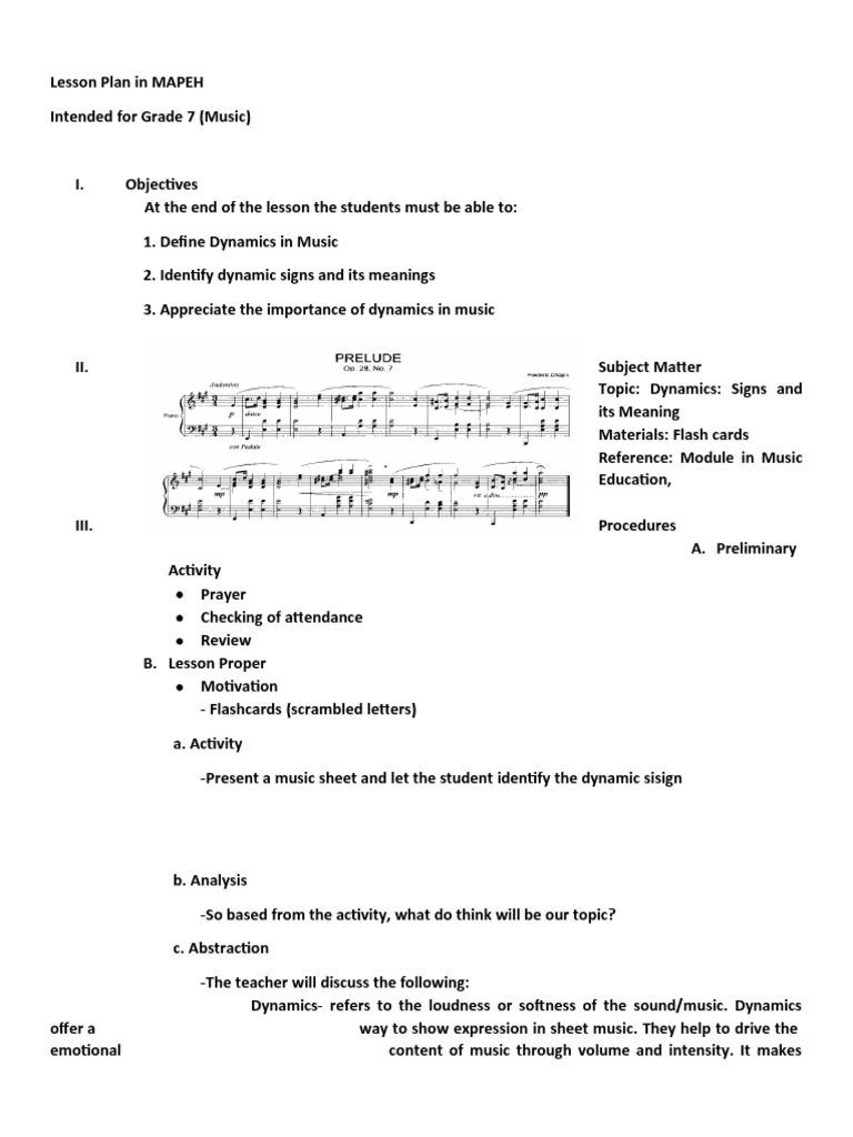 Grade 7 Music Lesson: Dynamics Explained | PDF | Human Nature | Cognition