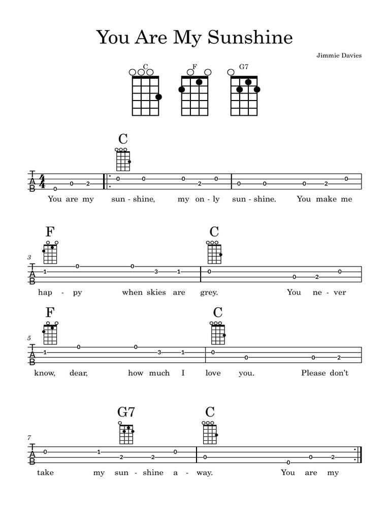 02 - Tab and Chord Symbols - You Are My Sunshine | PDF | Musical ...