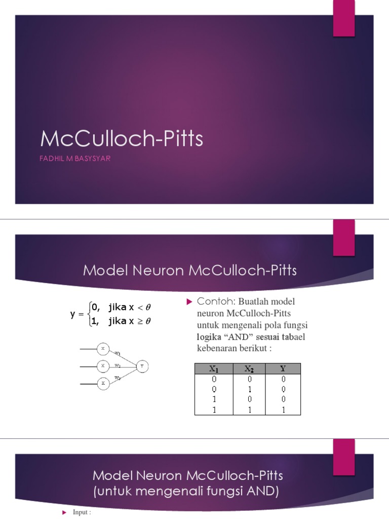 Neural Network Mcculloch Pitts | PDF