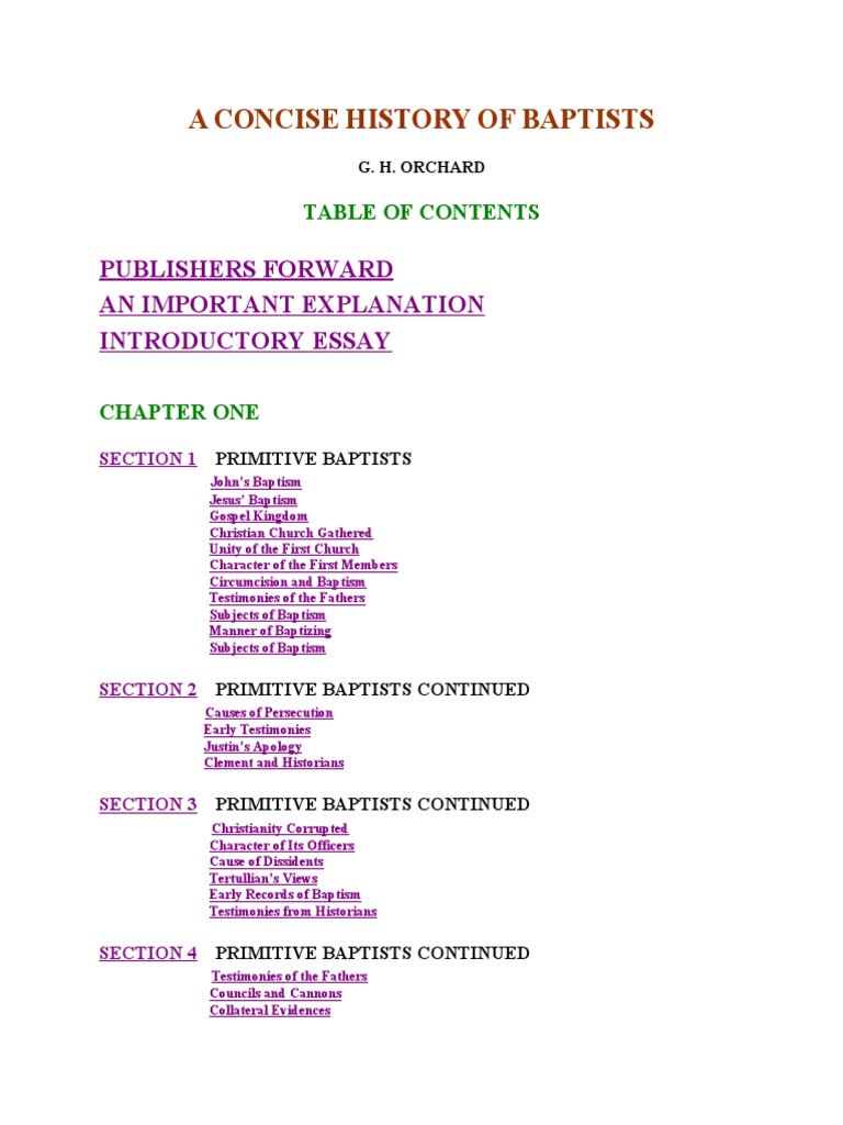 History of Baptists Overview | PDF | Baptism | Tertullian