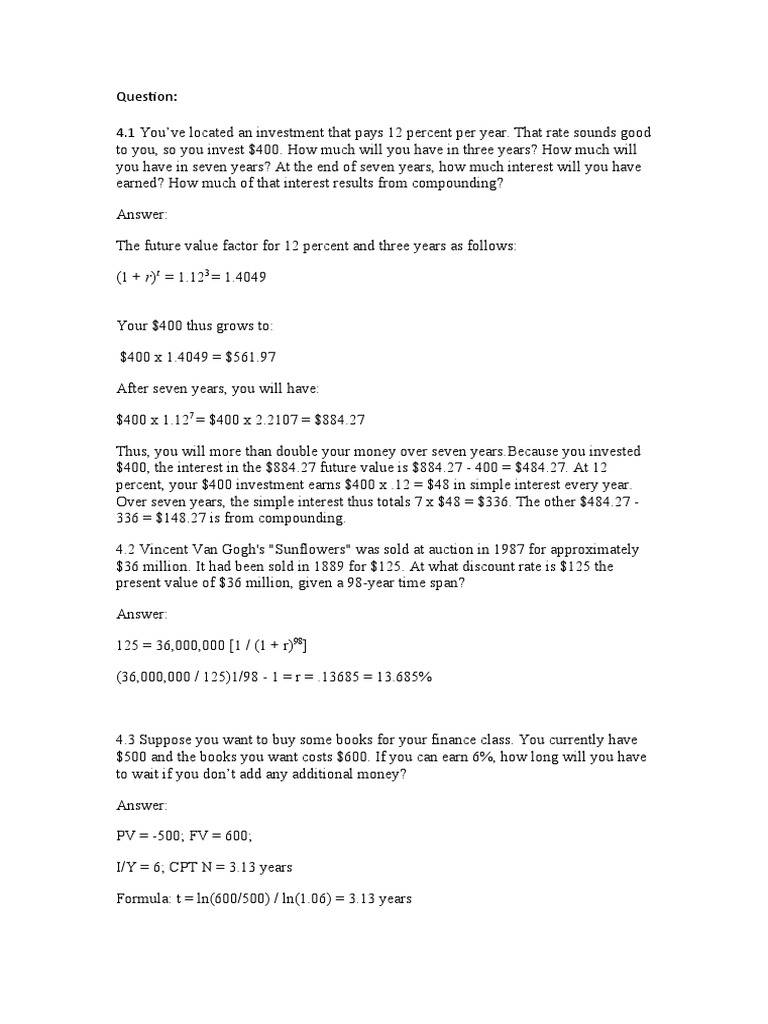 Answer Key Module 4 | PDF | Interest | Financial Services
