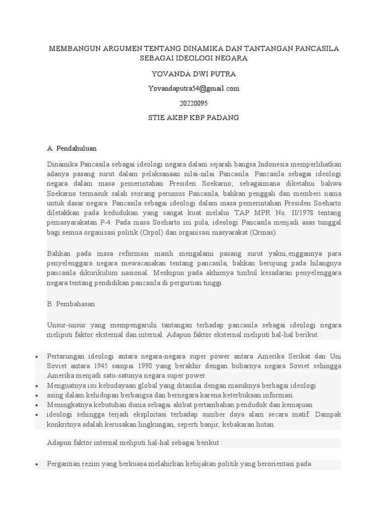 Membangun Argumen Tentang Dinamika Dan Tantangan Pancasila Sebagai ... Membangun Argumen Tentang Dinamika Dan Tantangan Pancasila Sebagai ...