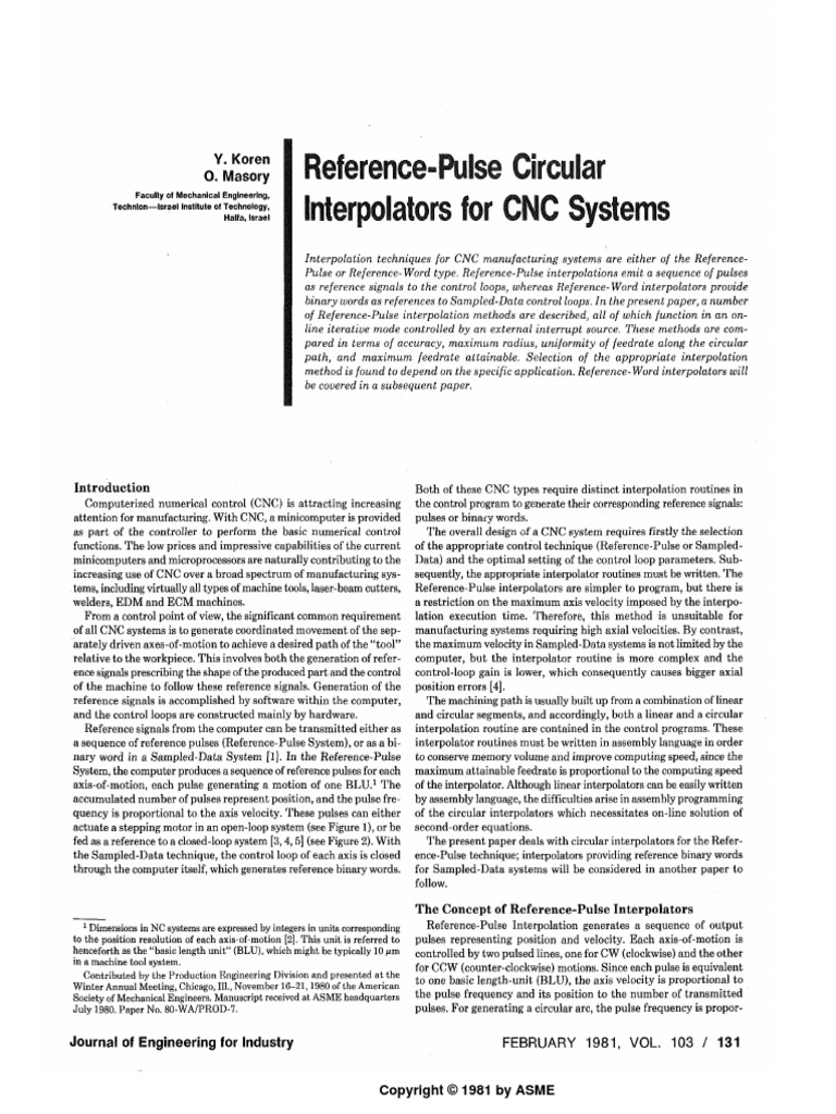 Reference Pulse Circular Interpolators For CMC Systems | PDF ...