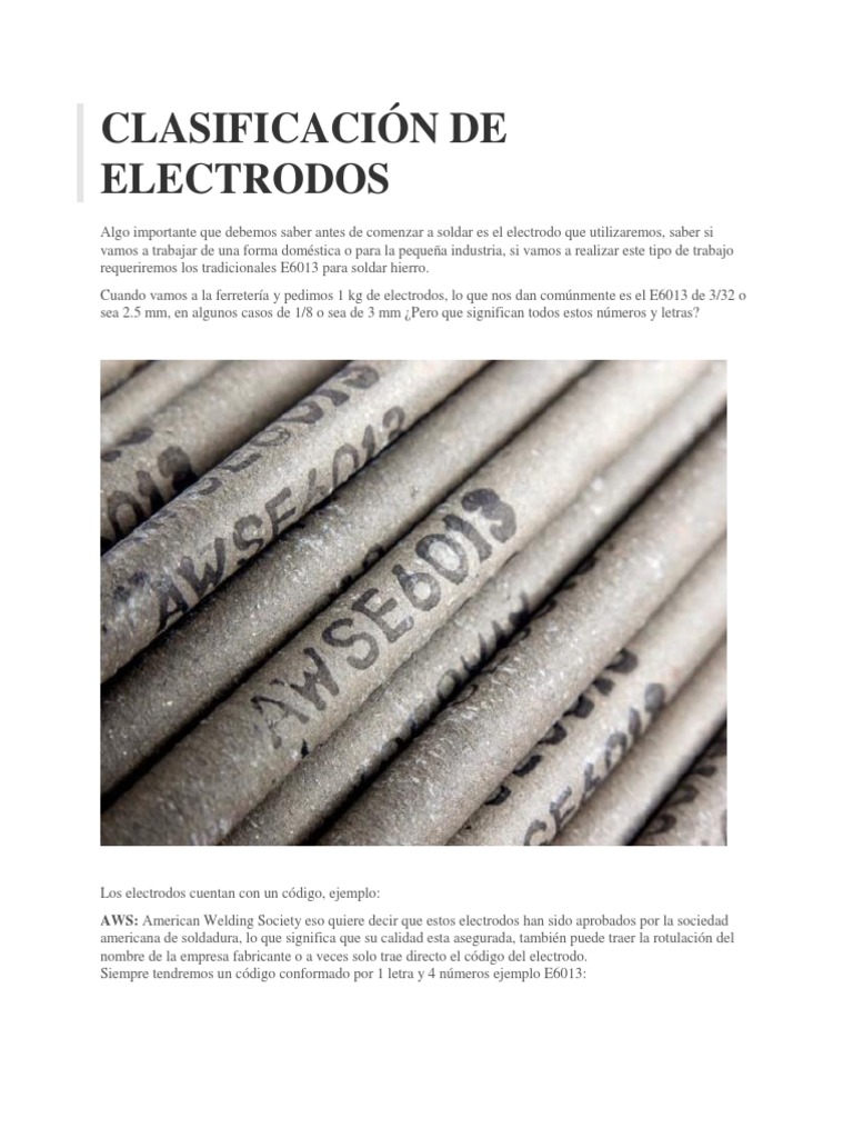 Clasificacion de Los Electrodos | PDF | Electrodo | Soldadura