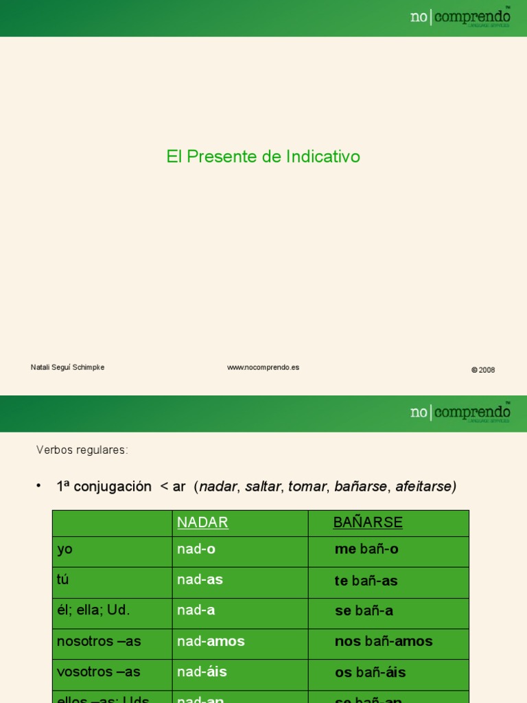 Presente de Indicativo | PDF | Verbo | Relaciones sintácticas