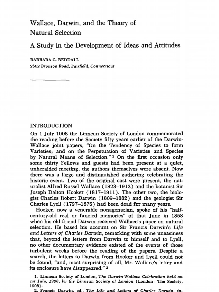 Wallace, Darwin, and The Theory of Natural Selection | PDF | Charles ...
