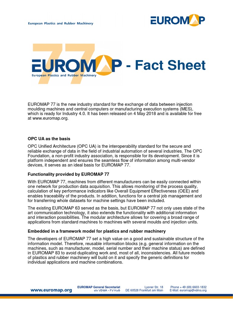 EUROMAP 77 Fact Sheet 1 | PDF | Systems Engineering | Information Age