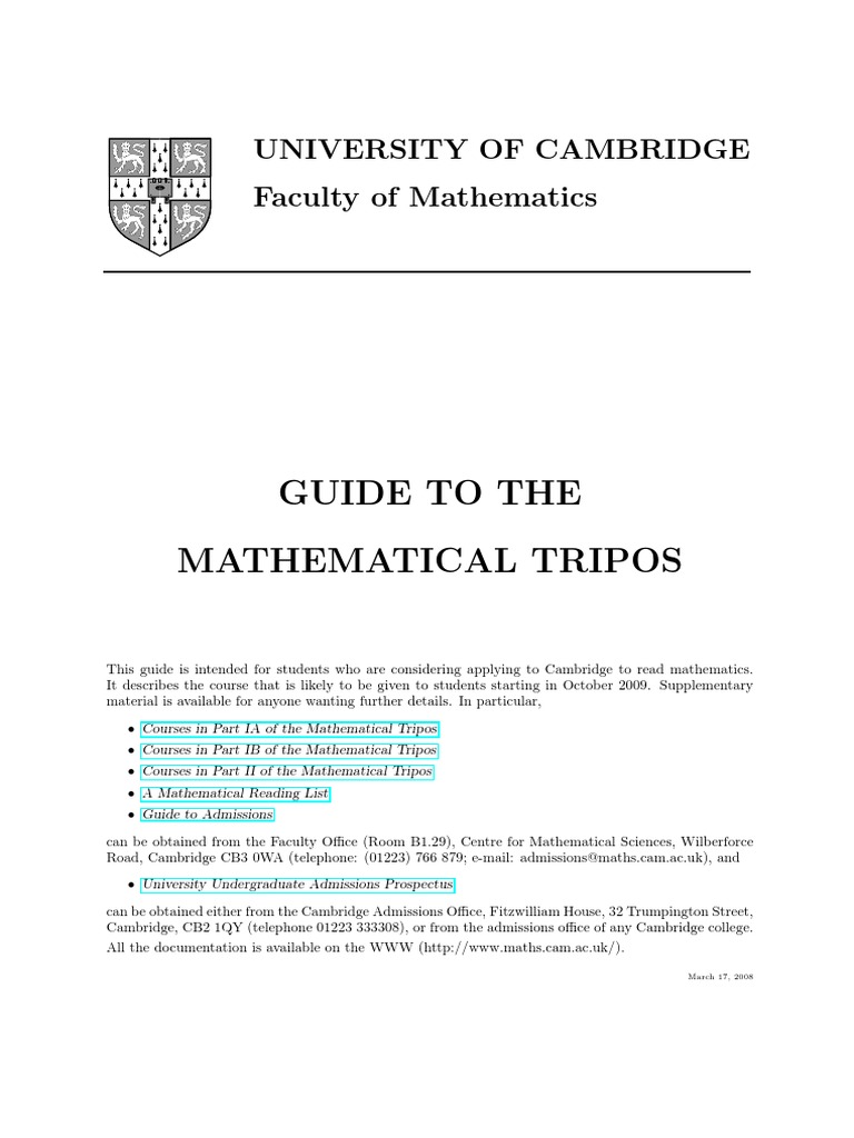 Cambridge Tripos | PDF | Test (Assessment) | University Of Cambridge