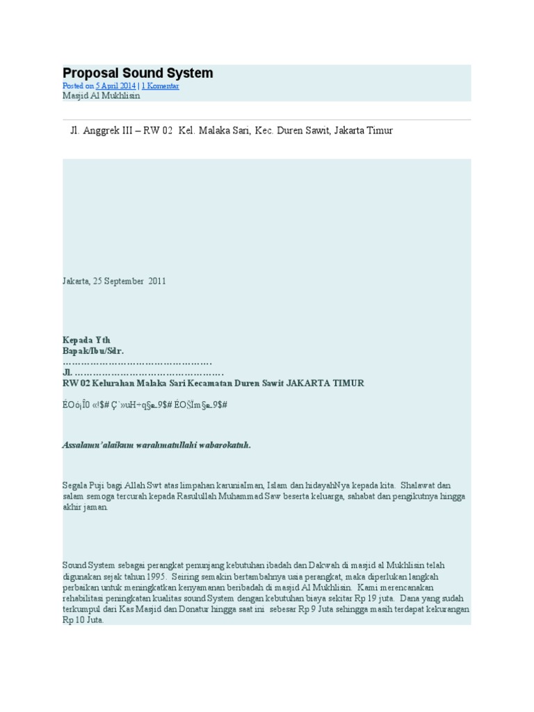 Proposal Sound Systemnn | PDF