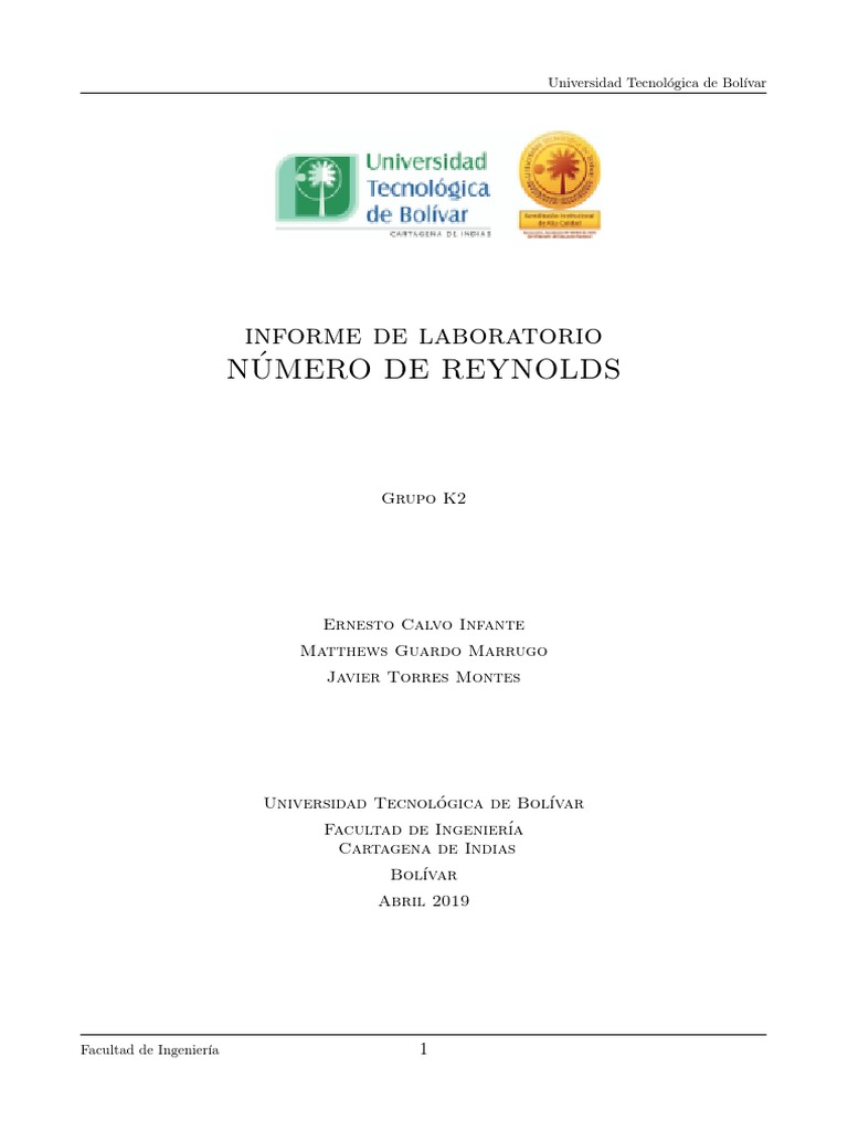 N Mero de Reynolds | PDF | Numero Reynolds | Flujo laminar