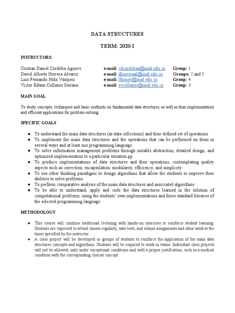 Data Structures-Syllabus-2020-I | PDF | Computer Programming ...